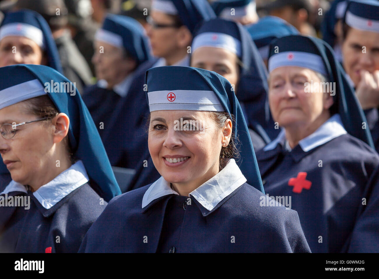 Rome, Italy - April 30, 2016: Women of the Red Cross volunteers ...