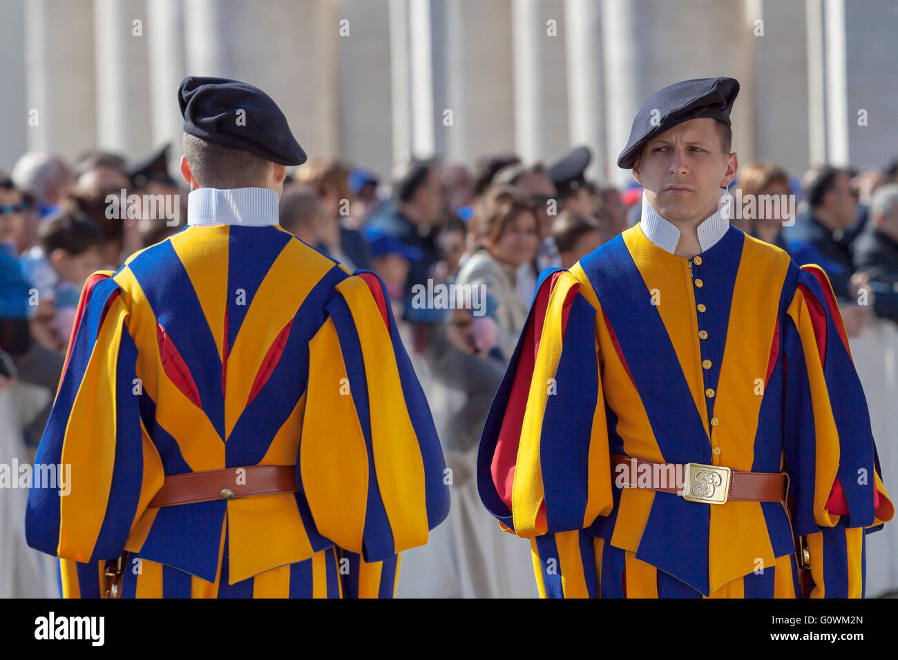 Rome, Italy - April 30, 2016: Swiss Guards, with their colorful uniform ...