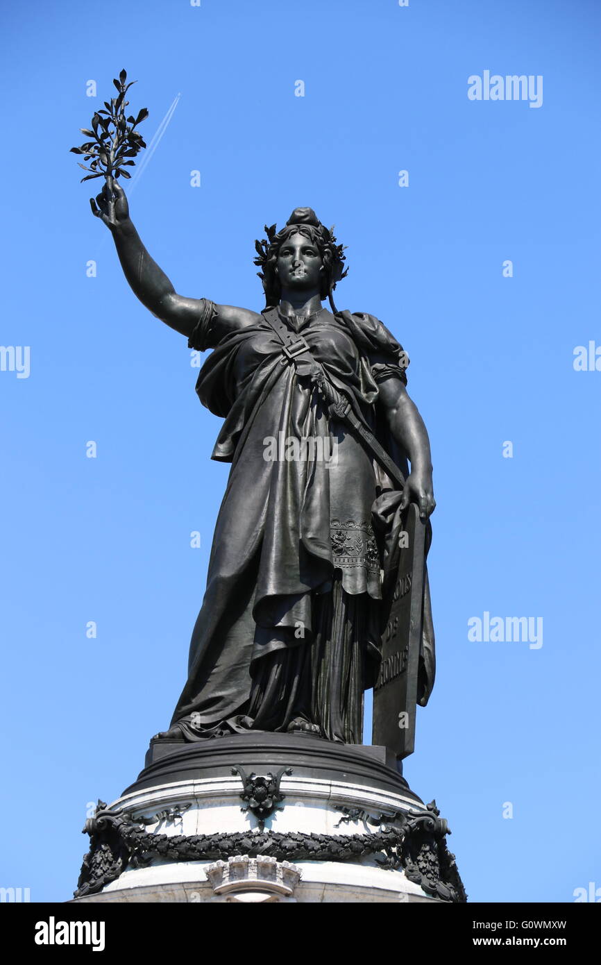 Statue of The Republic Square in Paris Stock Photo - Alamy