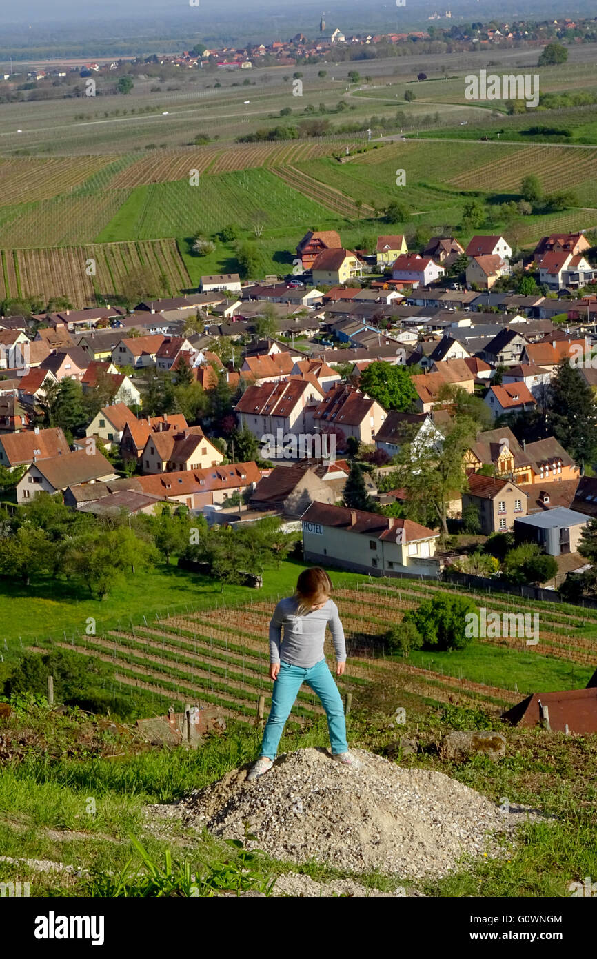 Cute little girl posing in countryside, sunny weather Stock Photo - Alamy