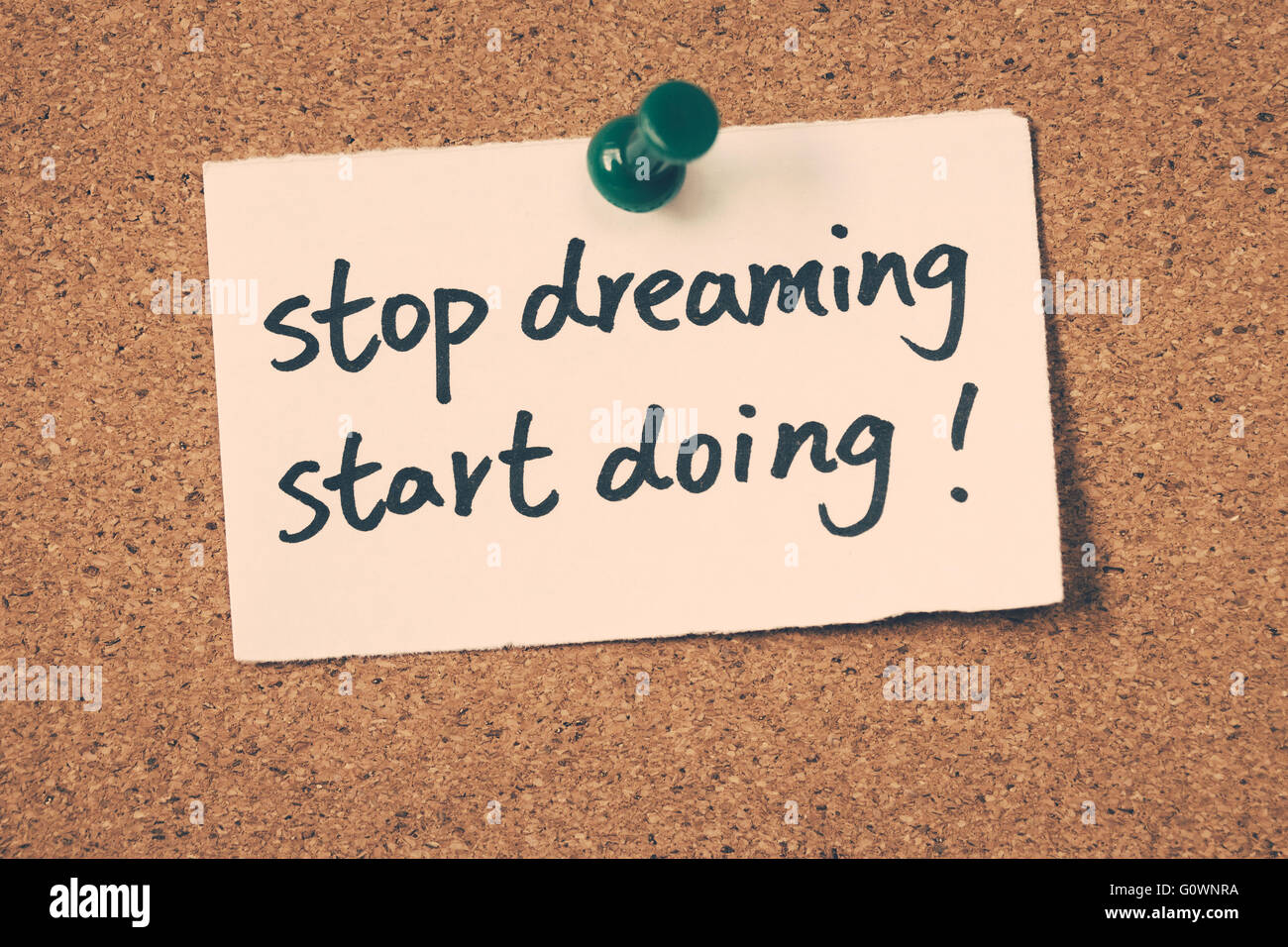 Stop dreaming start doing motivational hi-res stock photography and ...