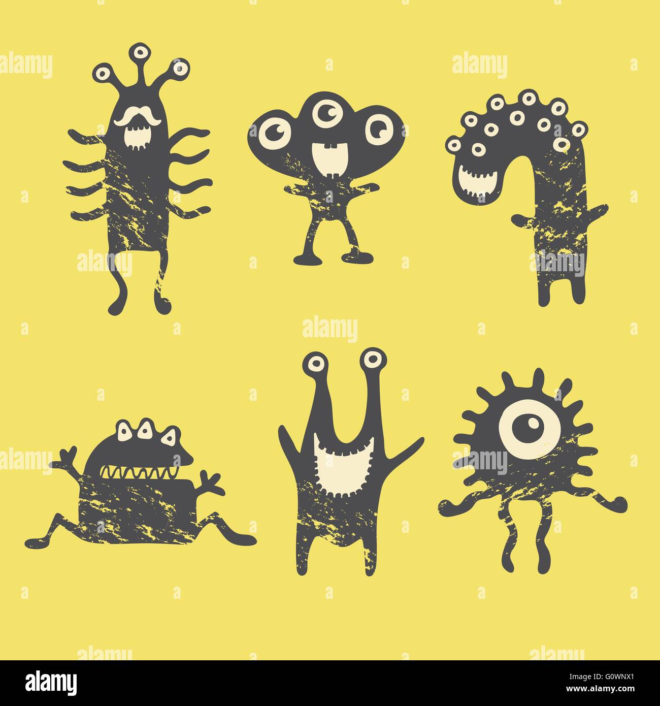 Vector cute happy monsters Stock Vector Image & Art - Alamy