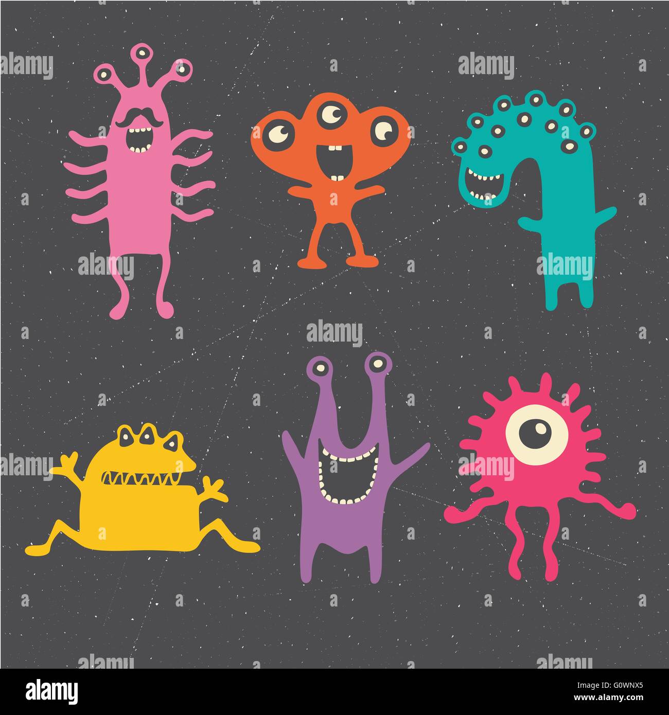 Vector cute happy monsters Stock Vector Image & Art - Alamy