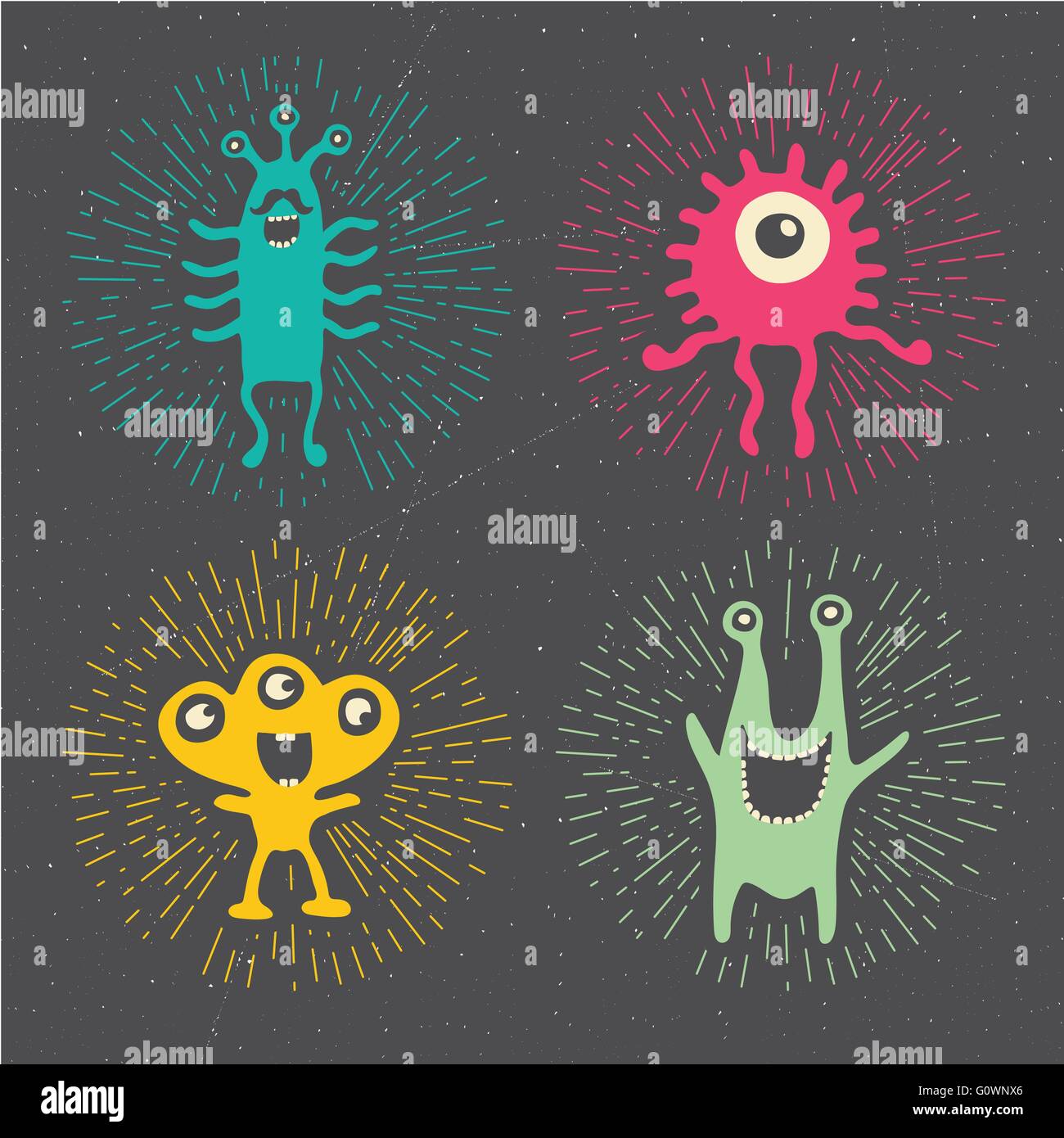 Vector cute happy monsters Stock Vector Image & Art - Alamy