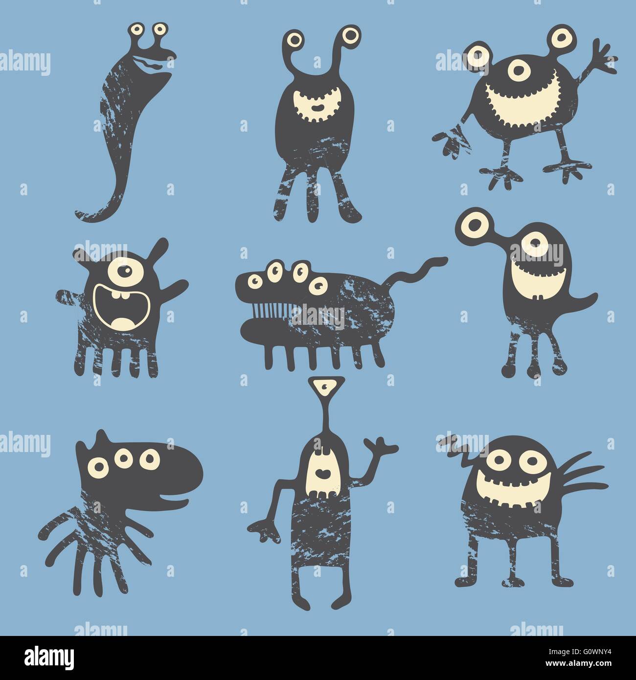 Vector cute happy monsters Stock Vector Image & Art - Alamy