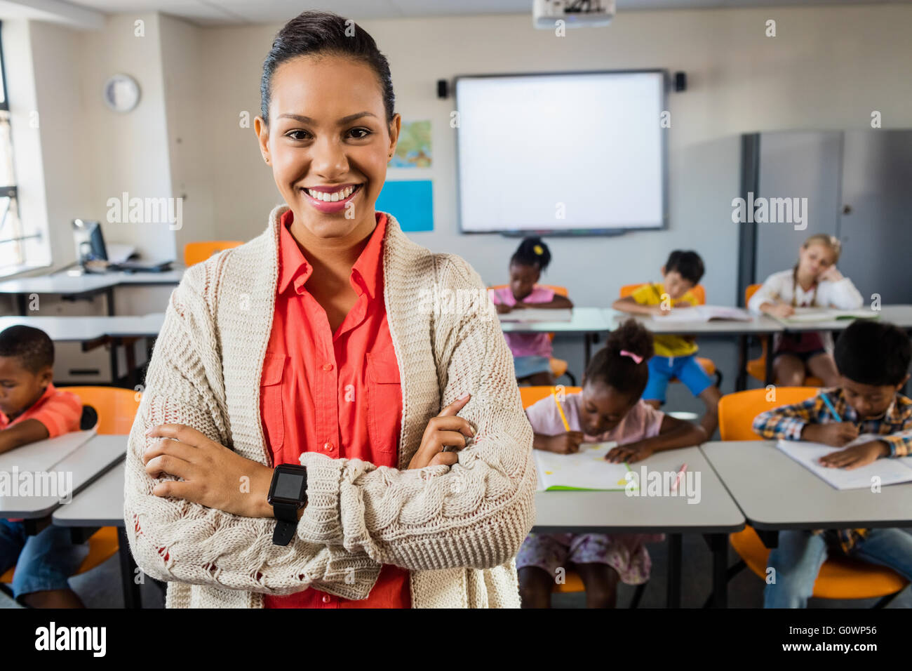 Child serious teacher hi-res stock photography and images - Alamy