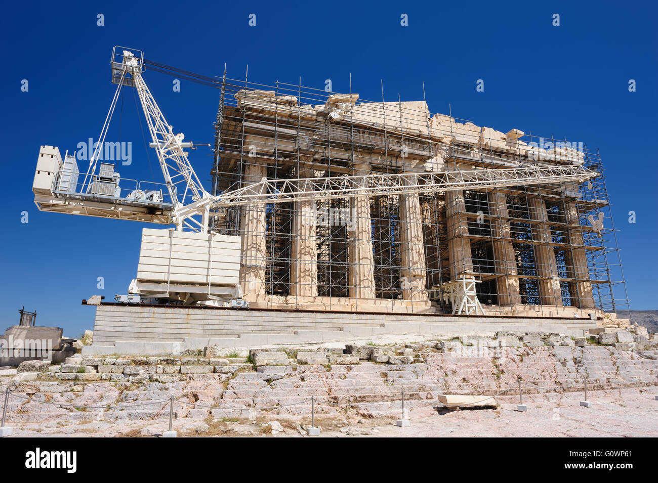 Reconstruction of Parthenon in Acropolis, Athens, Greece Stock Photo ...