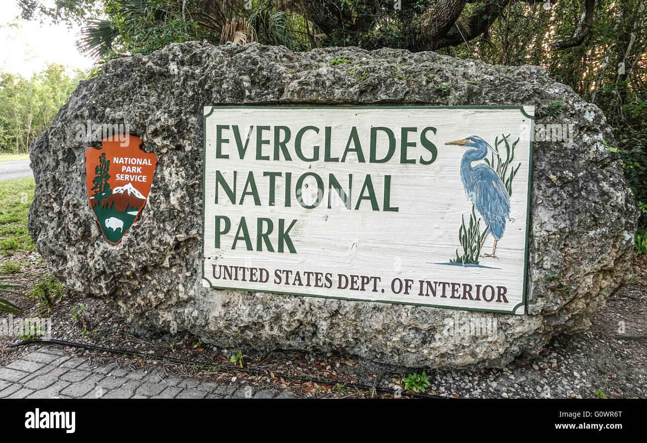 Everglades National Park Entrance sign Stock Photo - Alamy