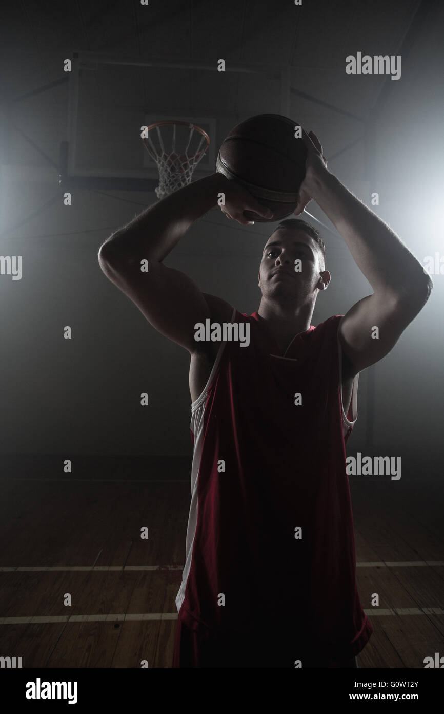 Portrait of basketball player trying to scoring Stock Photo - Alamy