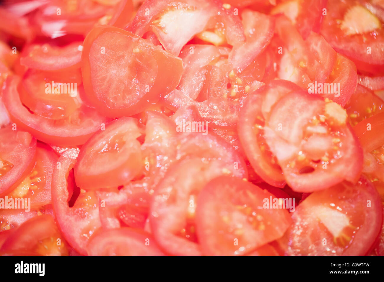 View of sliced tomatoes Stock Photo - Alamy