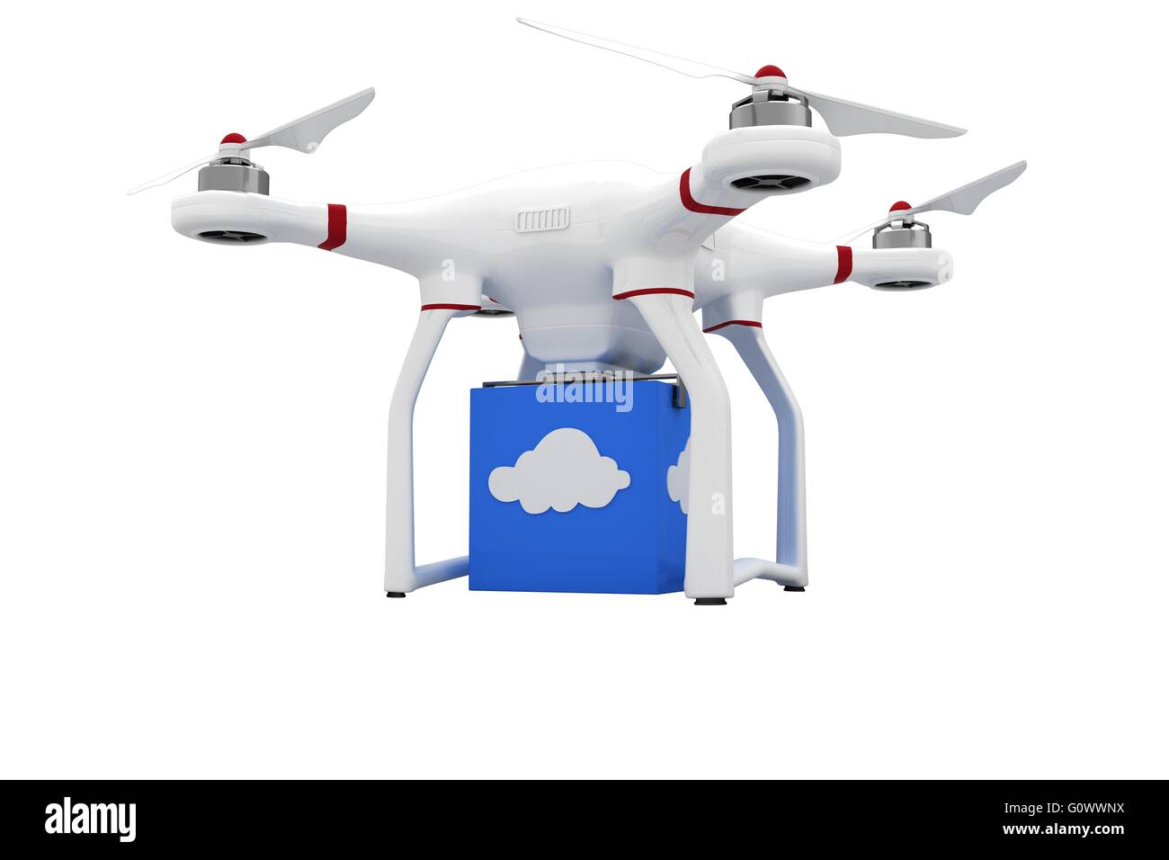 A drone bringing a blue cube Stock Photo - Alamy
