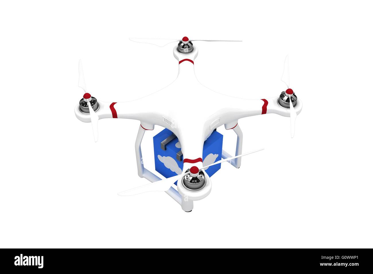 A drone bringing a blue cube Stock Photo - Alamy