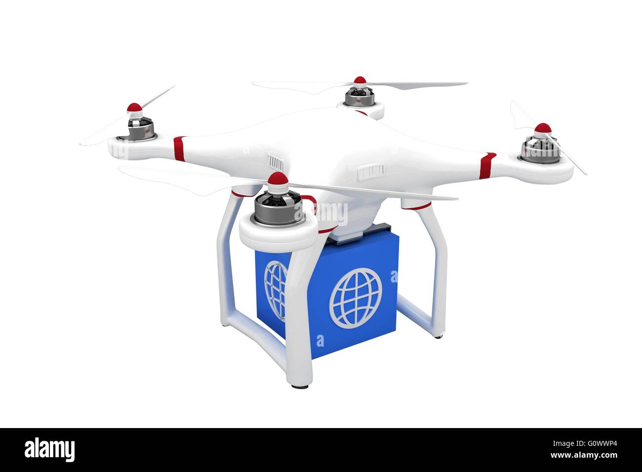 A drone bringing a blue cube Stock Photo - Alamy