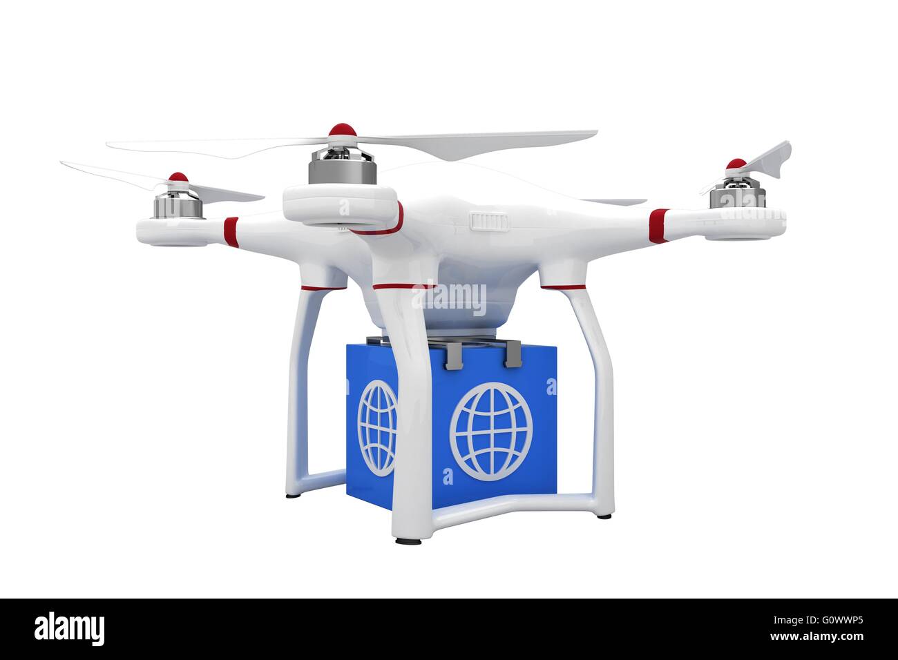 A drone bringing a blue cube Stock Photo - Alamy