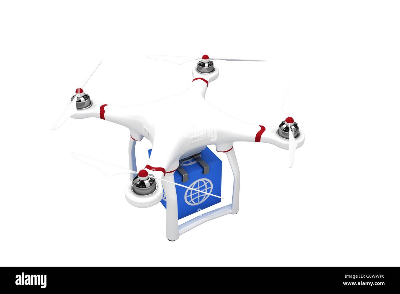 A drone bringing a blue cube Stock Photo - Alamy