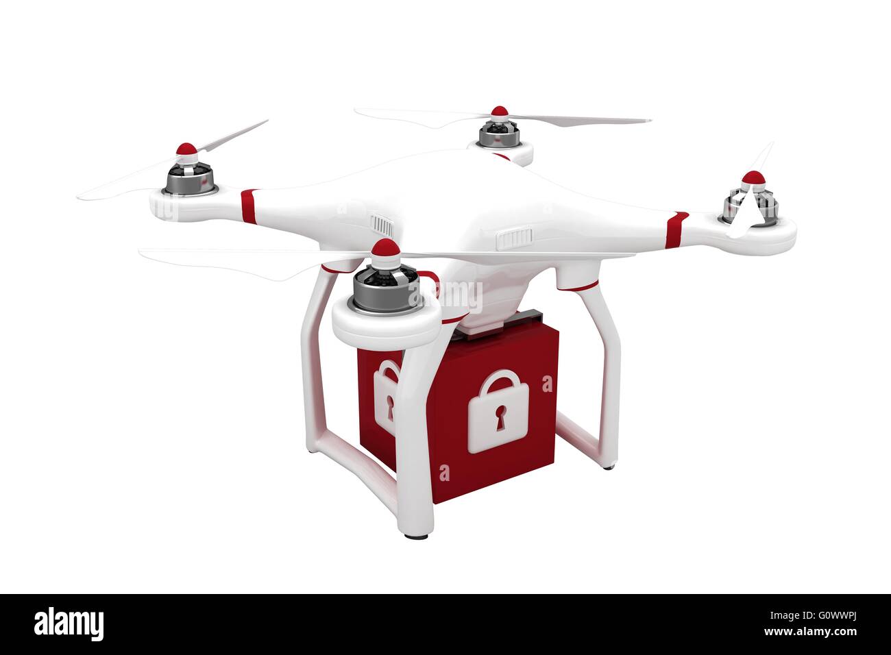 A drone bringing a red cube Stock Photo - Alamy