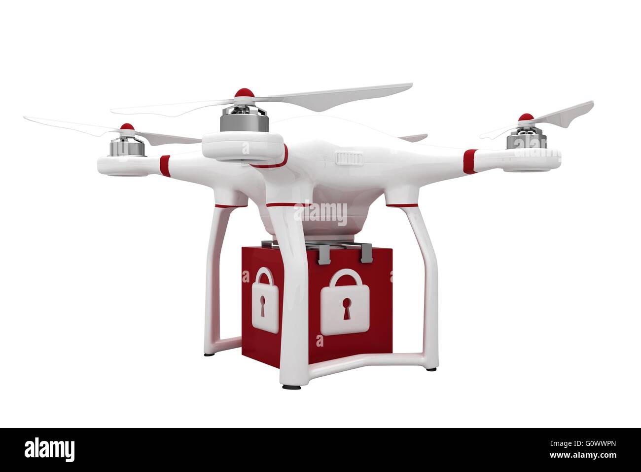 A drone bringing a red cube Stock Photo - Alamy