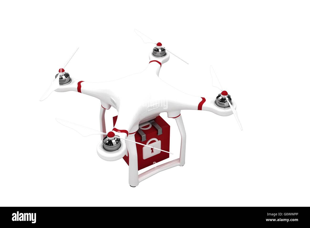 A drone bringing a red cube Stock Photo - Alamy