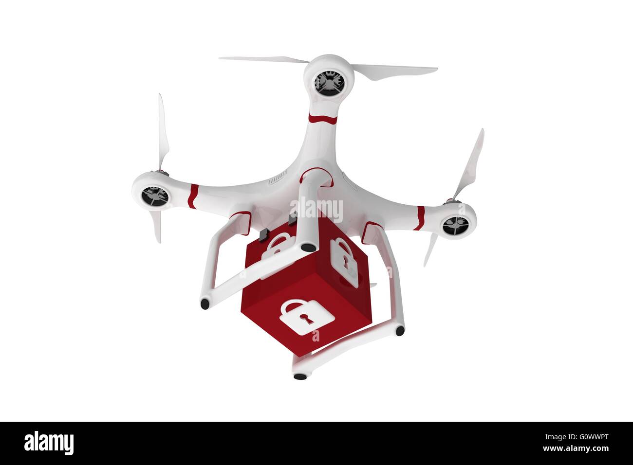 A drone bringing a red cube Stock Photo - Alamy