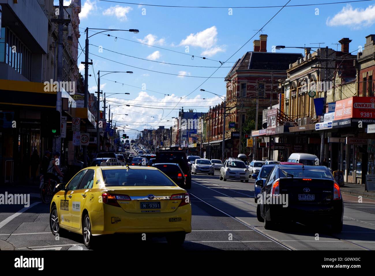 Snapshot of Sydney Road in Melbourne during rush hour Stock Photo - Alamy