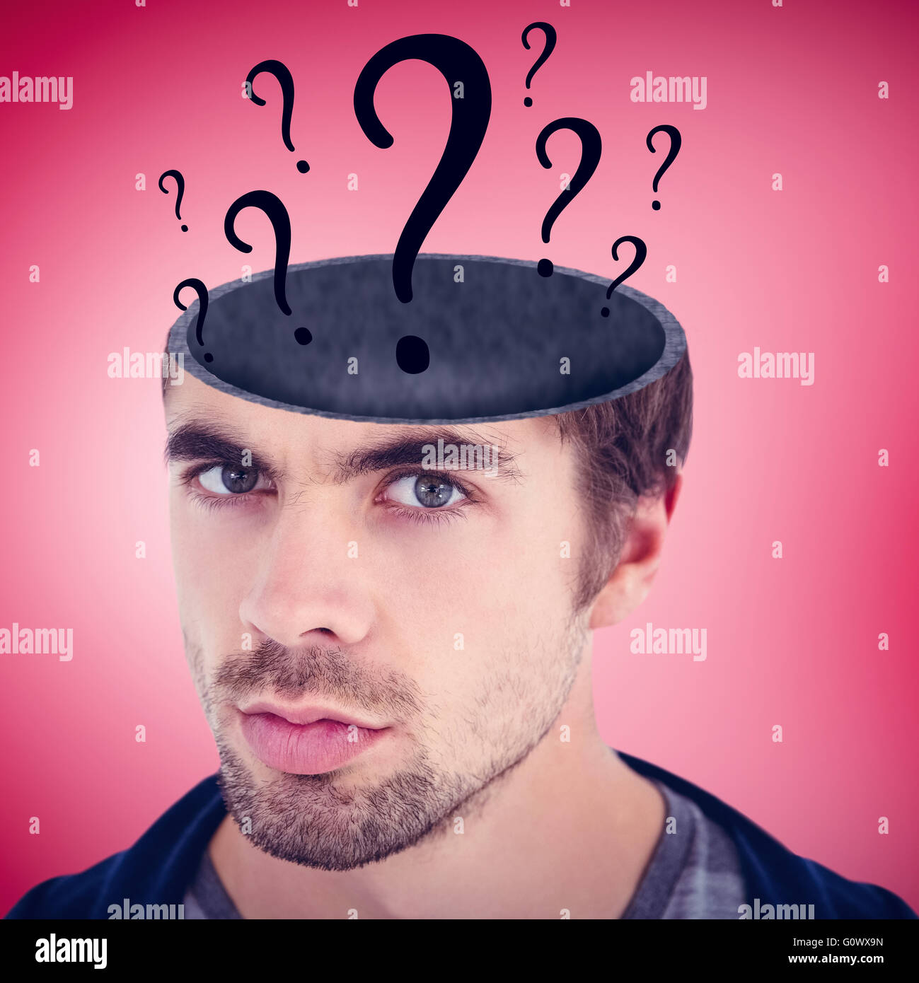 Composite image of close-up portrait of serious man Stock Photo - Alamy