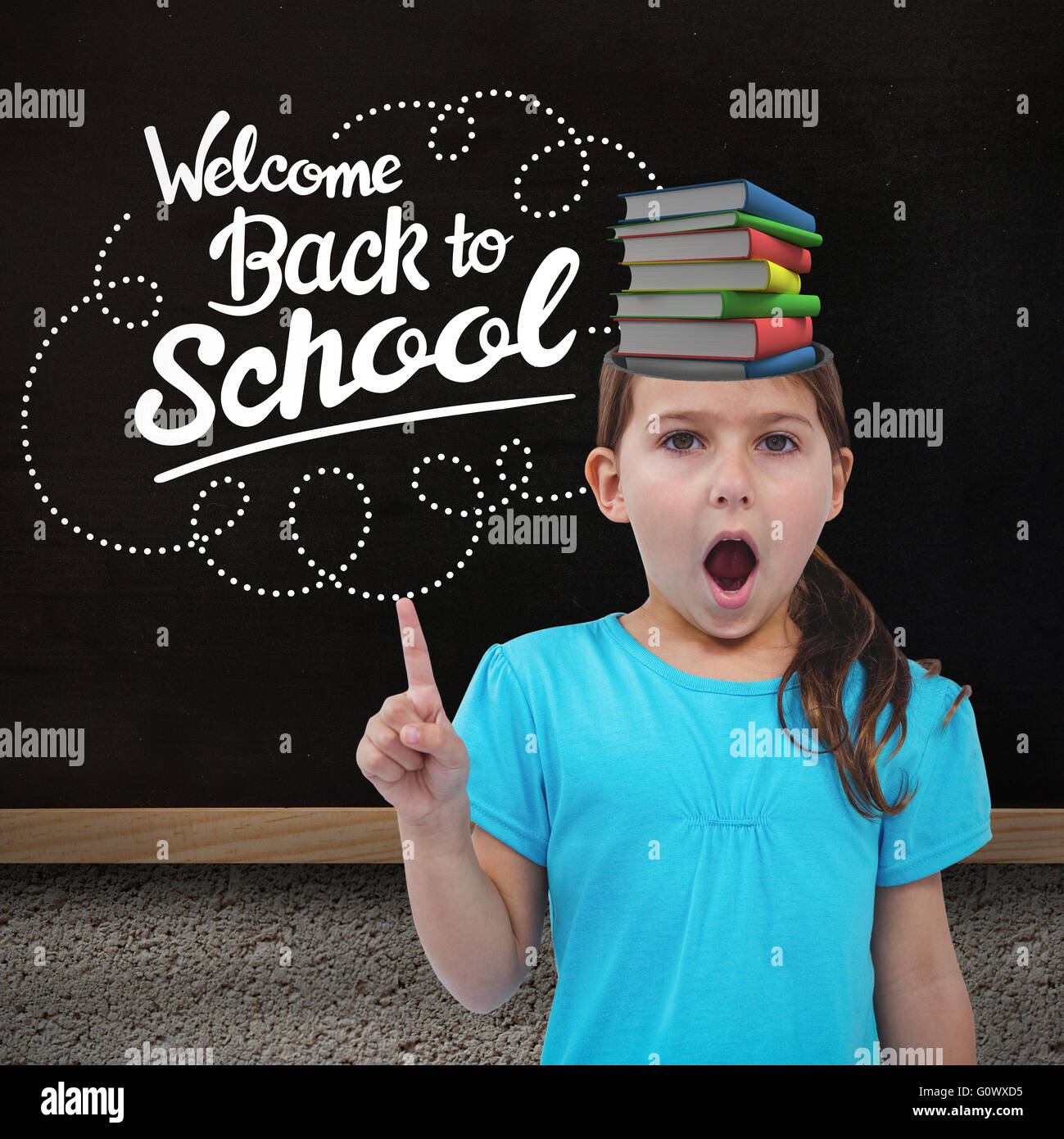 Composite image of cute girl shaking finger saying no to the camera ...