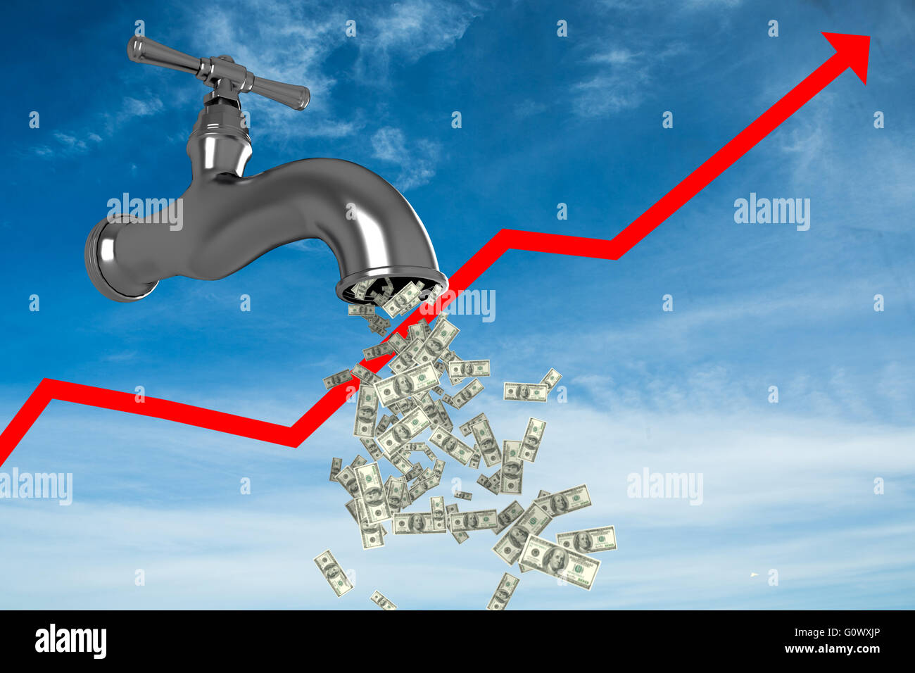 Composite image of falling dollars Stock Photo - Alamy