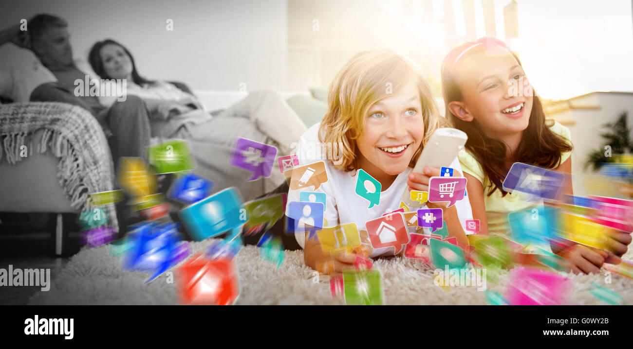 Composite image of colourful computer applications Stock Photo - Alamy