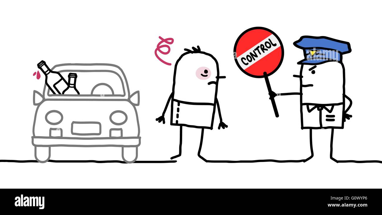 cartoon characters - police control - alcohol Stock Vector Image & Art ...