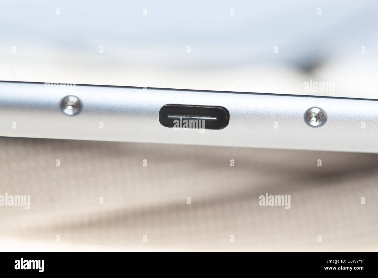 usb-c port with isolated on white background Stock Photo - Alamy