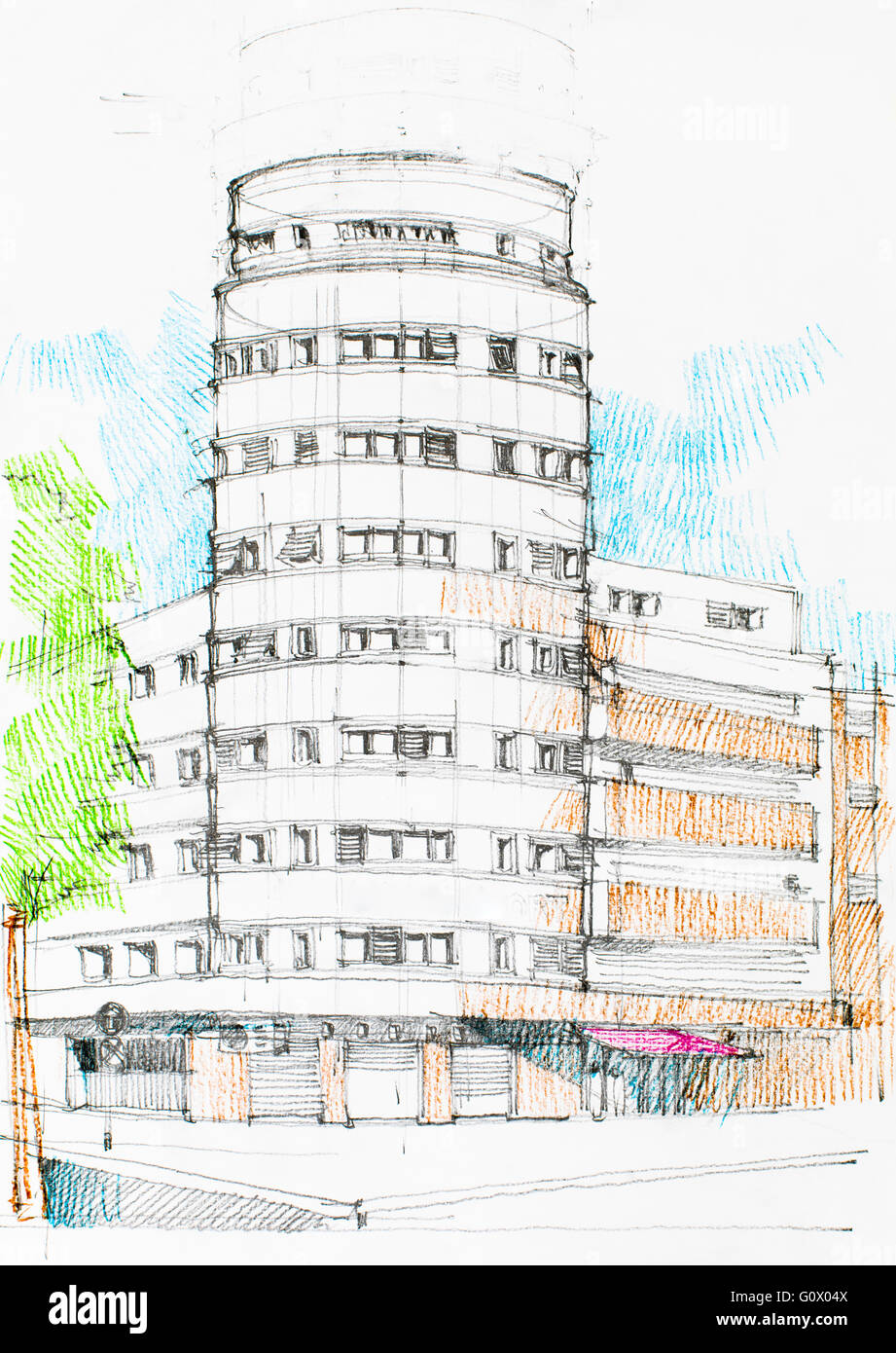Pencil art building sketch hi-res stock photography and images - Alamy
