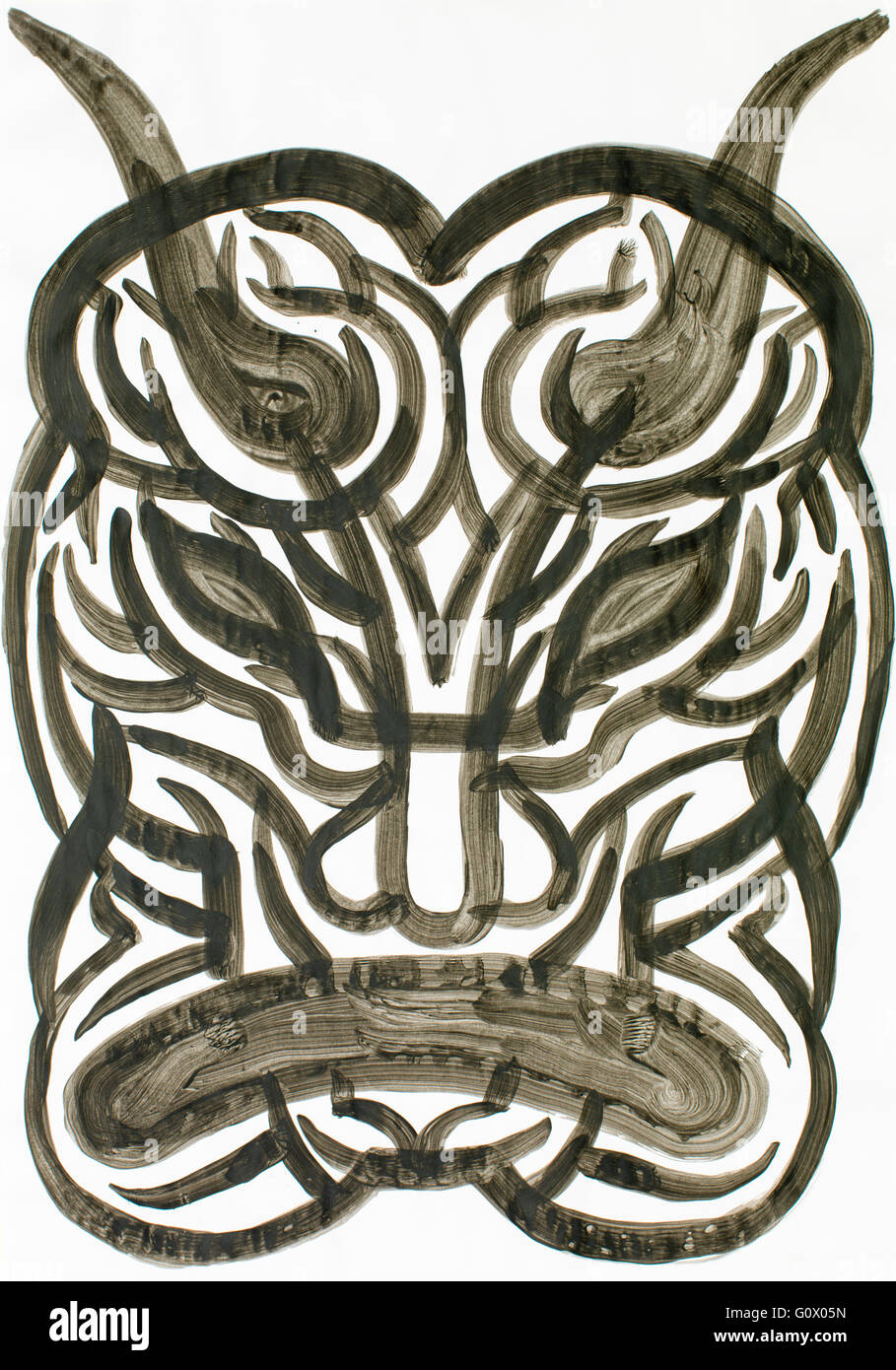 water colour mask illustration representing an angry human face Stock ...