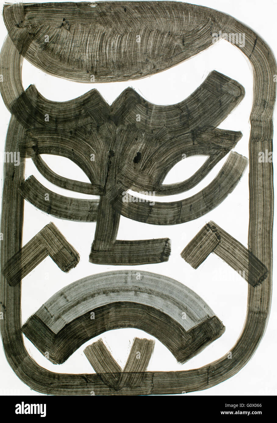 water colour mask illustration representing an angry human face Stock ...