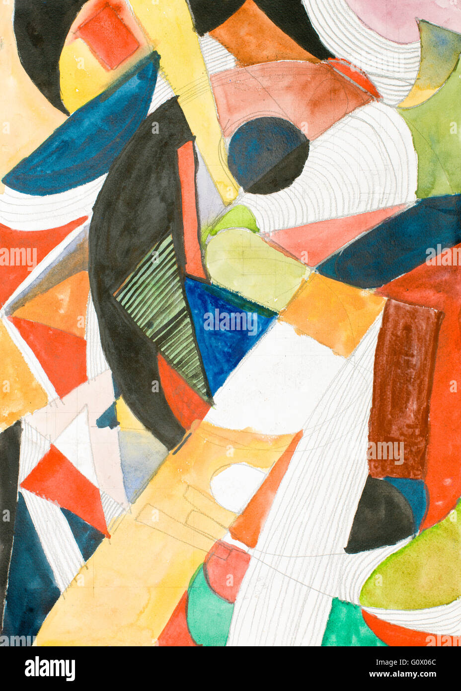 illustration painting with irregular coloured shapes in watercolour ...