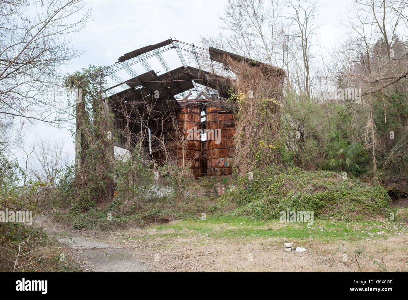 The abandoned industrial area where the limestone was changed in fine ...