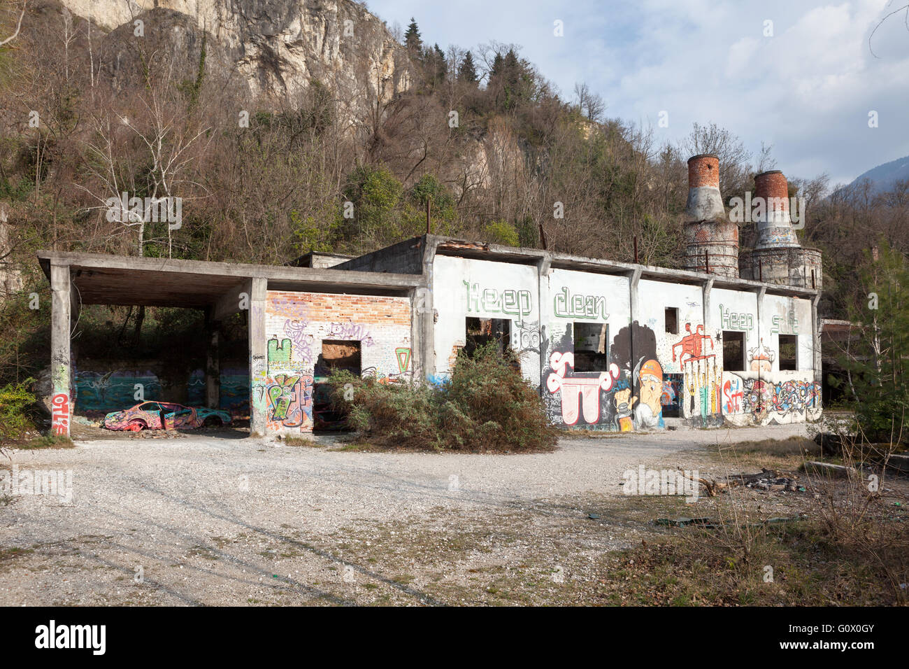 The abandoned industrial area where the limestone was changed in fine ...