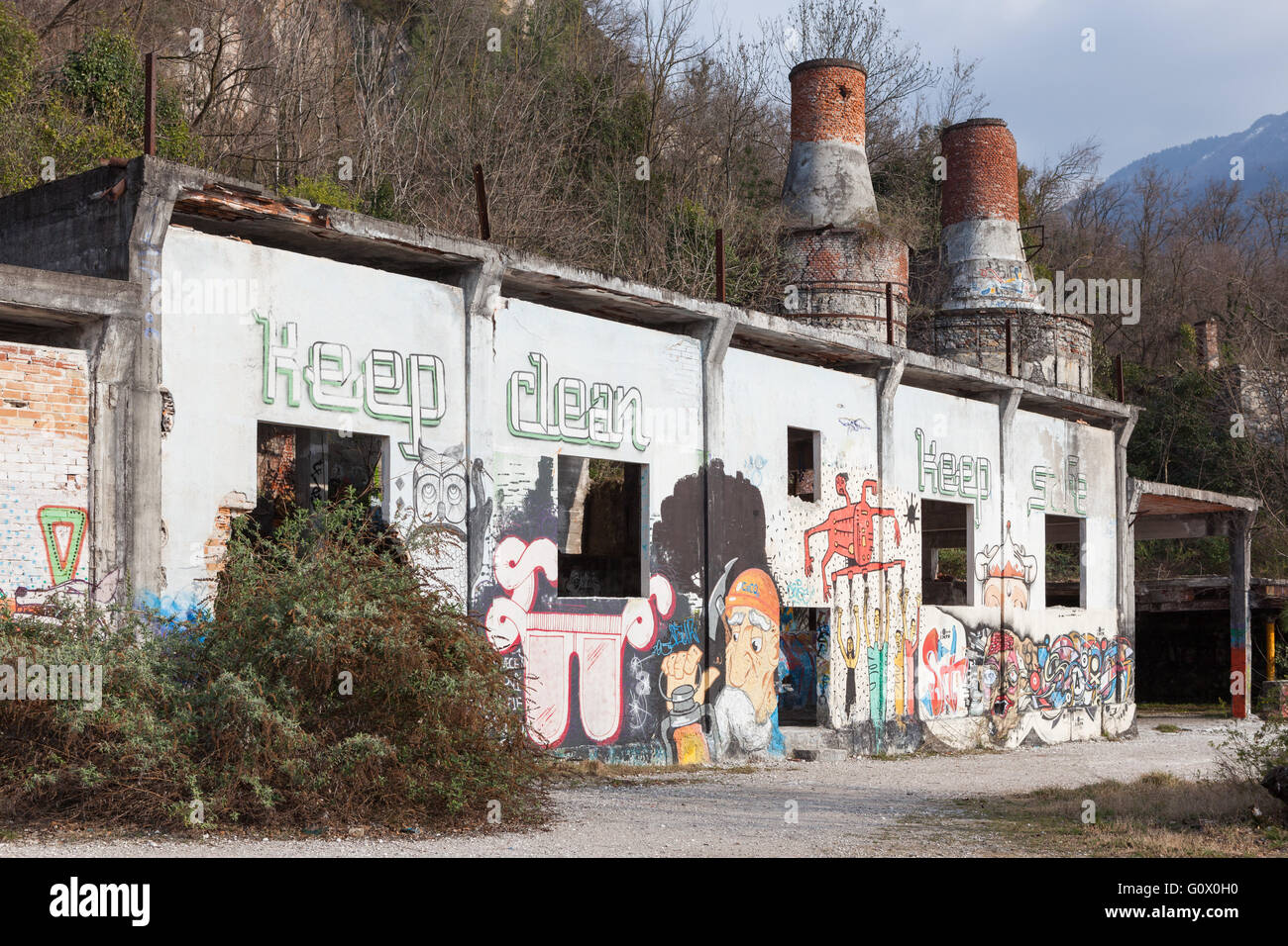 The abandoned industrial area where the limestone was changed in fine ...