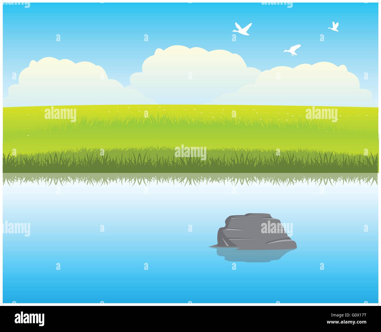 The Calm river with clean water.Vector illustration Stock Vector Image ...