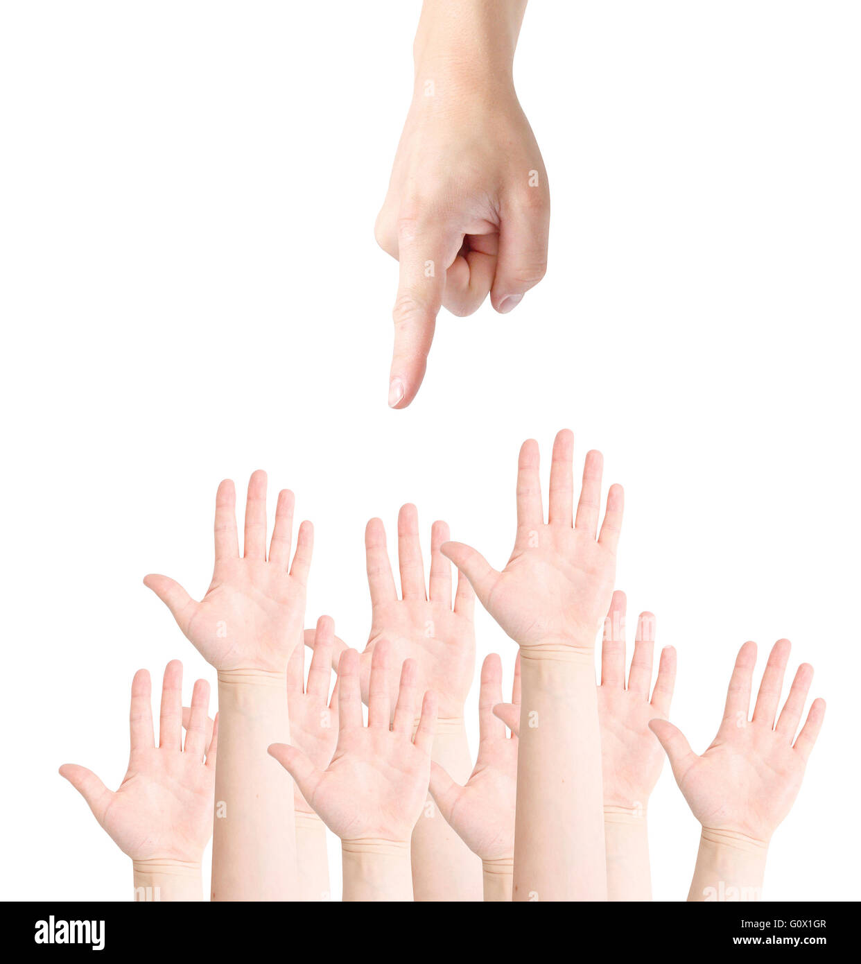 Hand choosing a person Stock Photo - Alamy