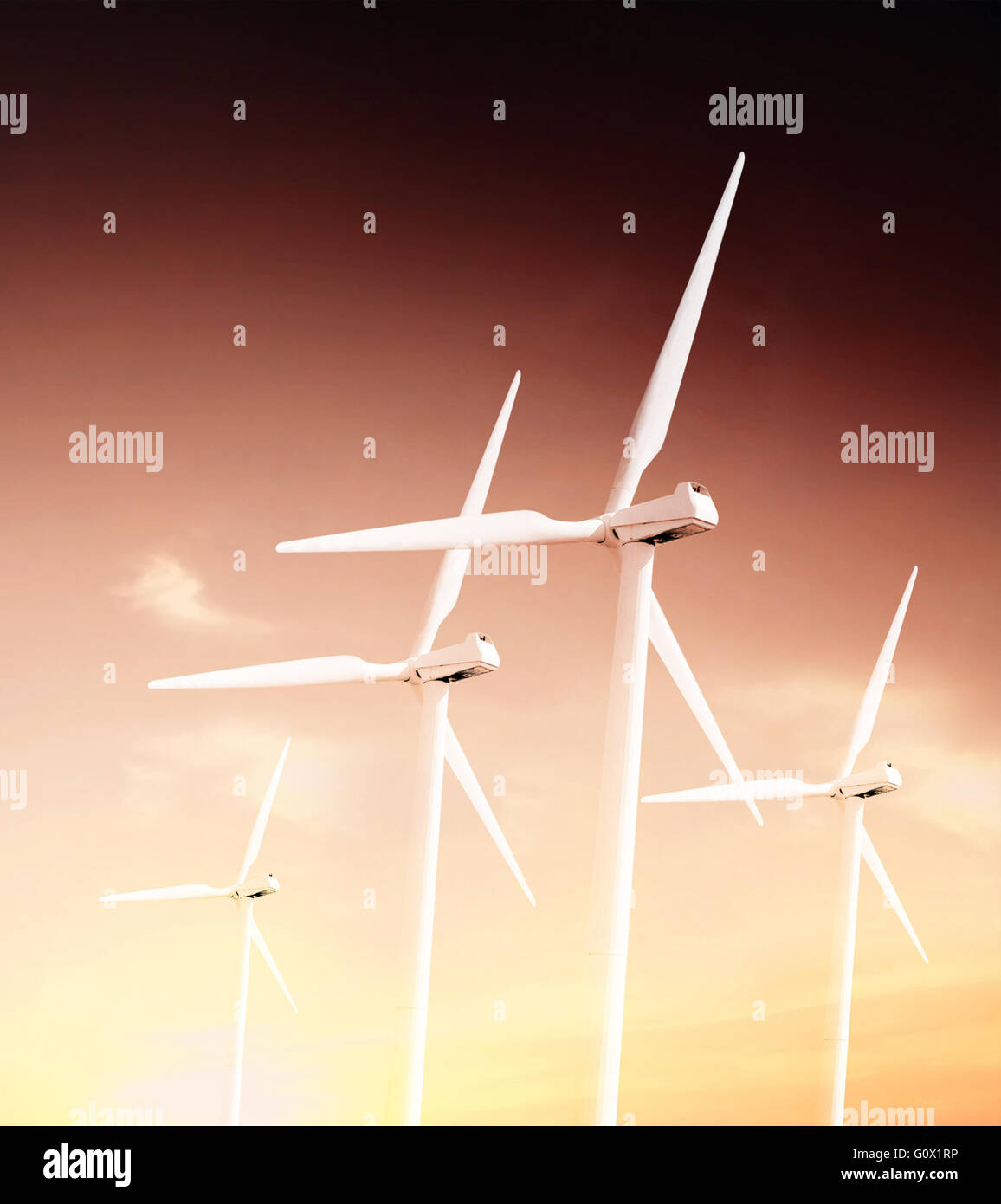 Windturbines in the Sunset Stock Photo - Alamy