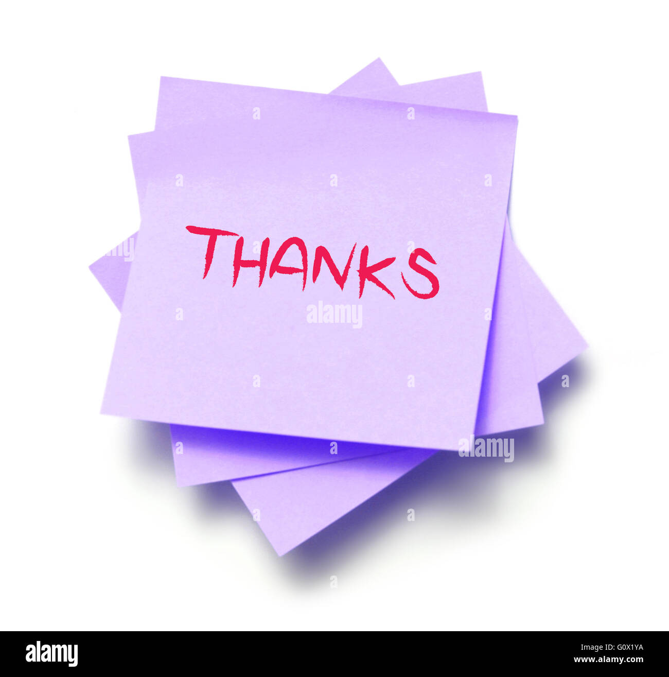 Thanks written on a note Stock Photo - Alamy