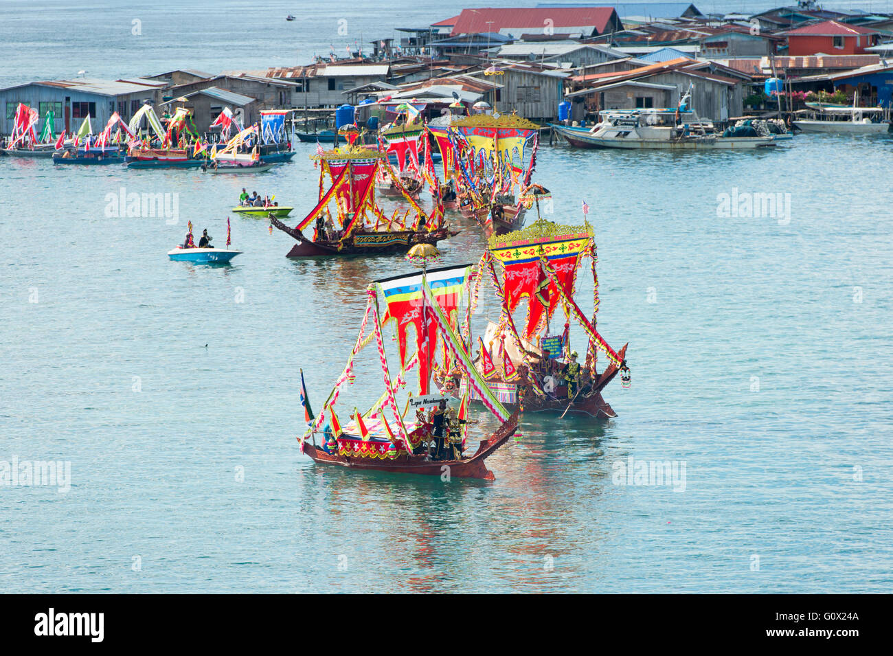 Traditional Bajau's boat called Lepa Lepa decorated with colorfull ...