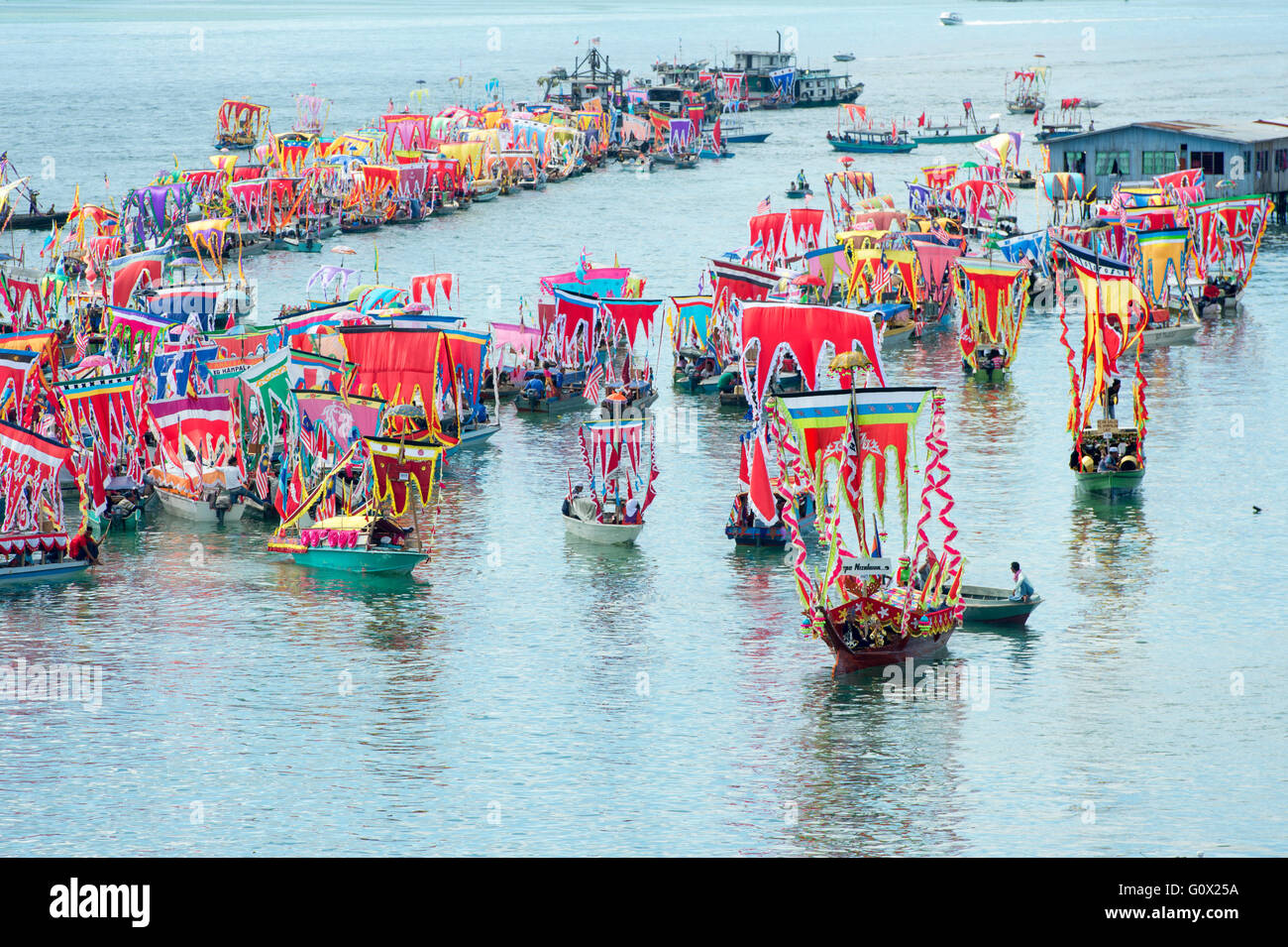 Traditional Bajau's boat called Lepa Lepa decorated with colorfull ...