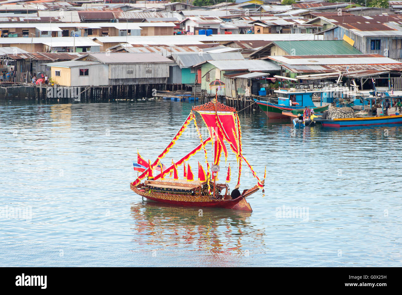 Traditional Bajau's boat called Lepa Lepa decorated with colorfull ...