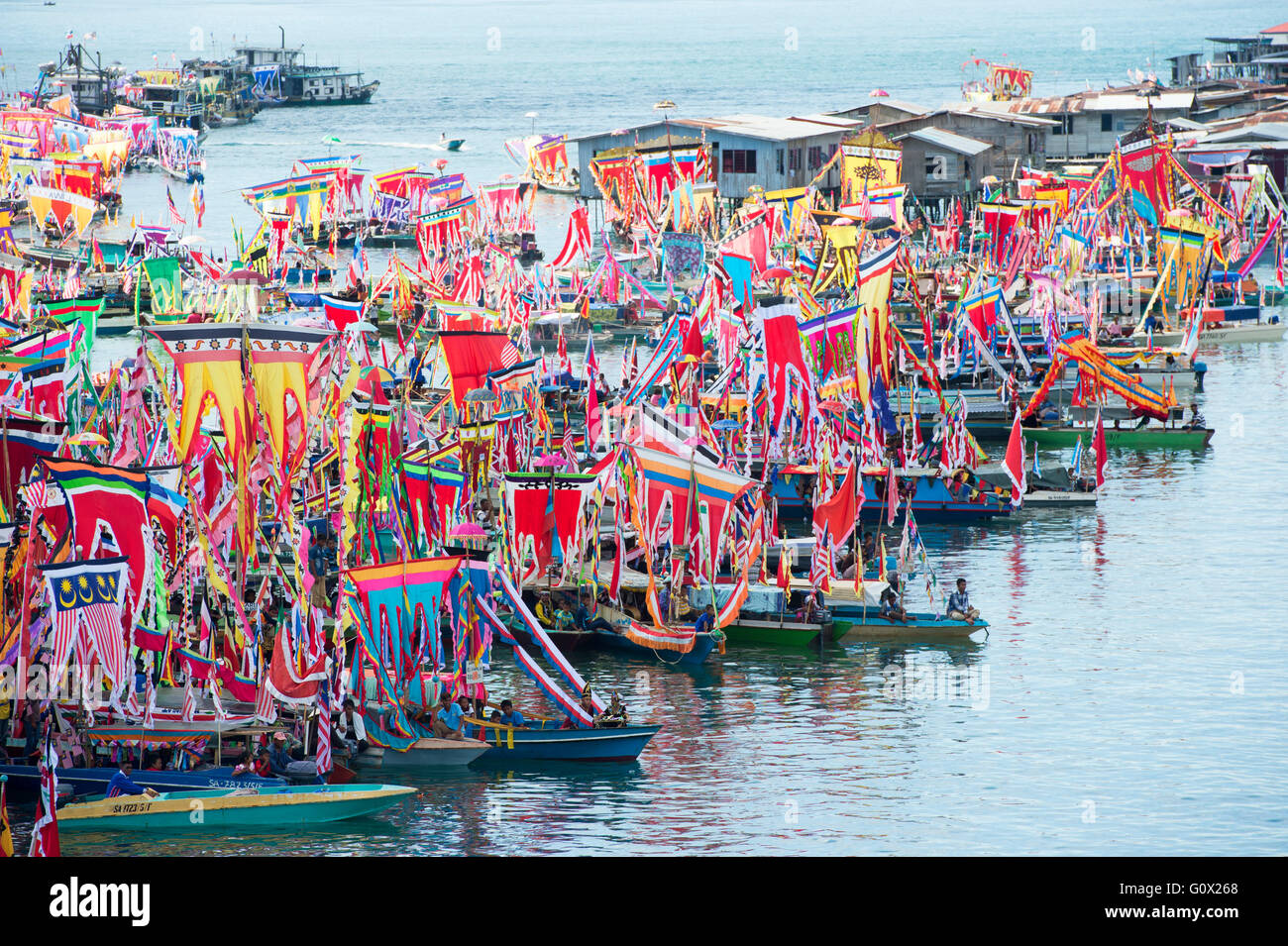 Traditional Bajau's boat called Lepa Lepa decorated with colorfull ...