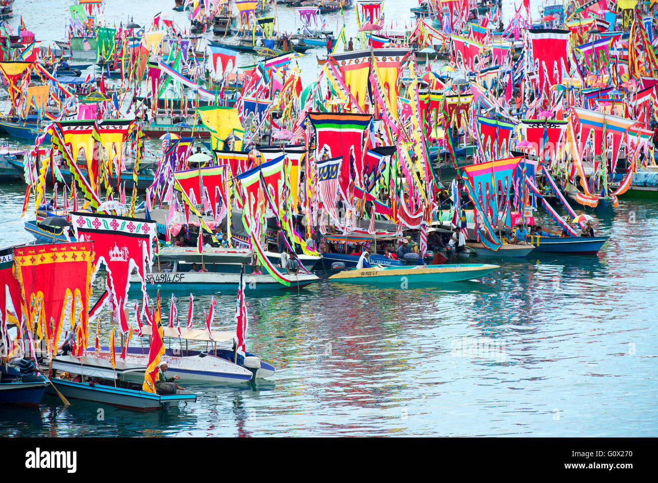 Traditional Bajau's boat called Lepa Lepa decorated with colorfull ...