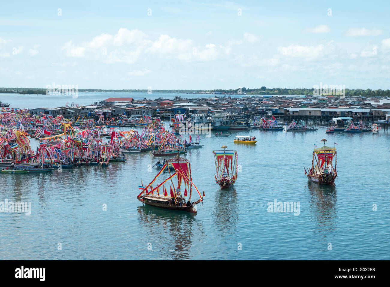 Traditional Bajau's boat called Lepa Lepa decorated with colorfull ...