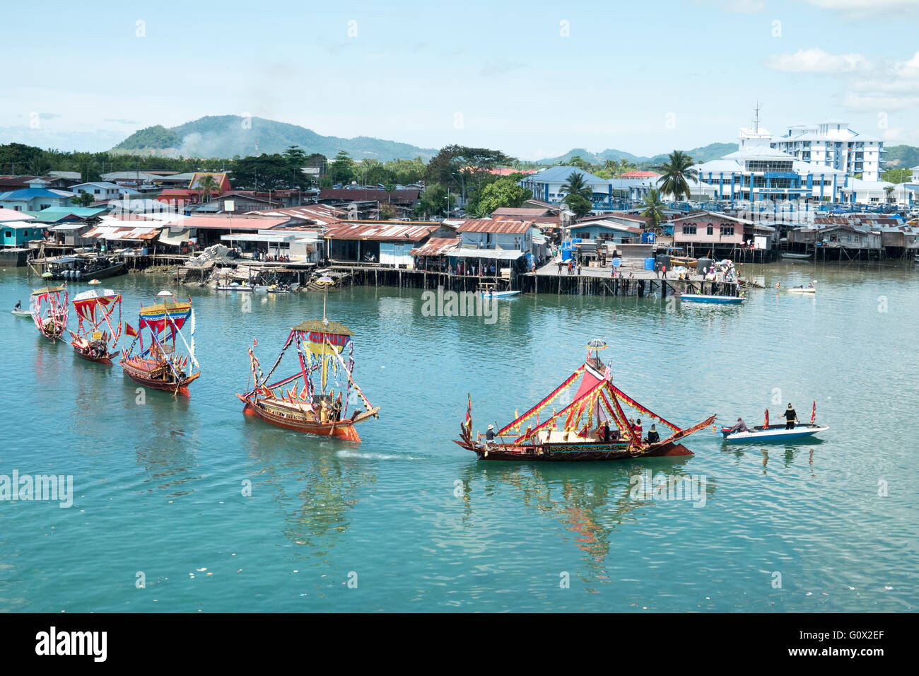 Traditional Bajau's boat called Lepa Lepa decorated with colorfull ...