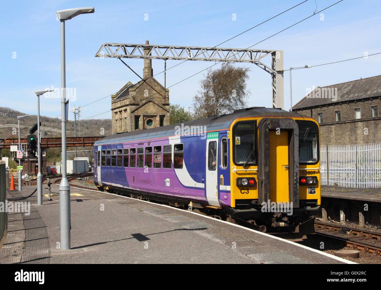 (Northern) class 153 diesel unit leaving Carnforth. Train in Northern ...