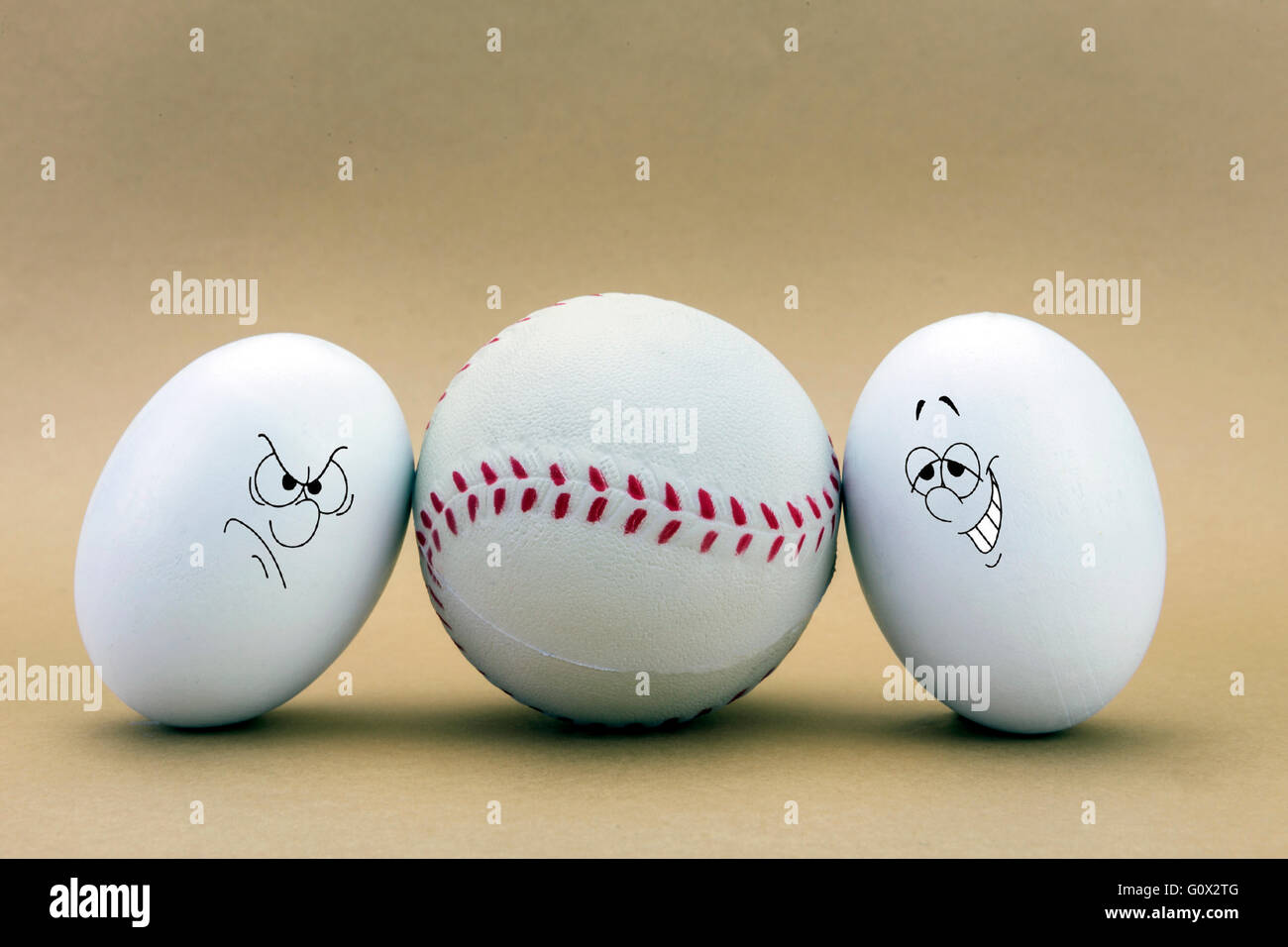 two eggs look missed at a baseball ball Stock Photo - Alamy